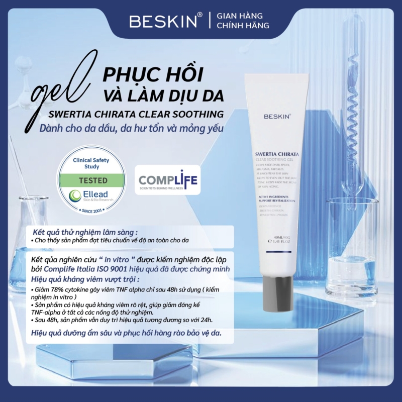 GEL PHỤC HỒI LÀM DỊU DA BESKIN "SWERTIA CHIRATA CLEAR SOOTHING GEL ...
